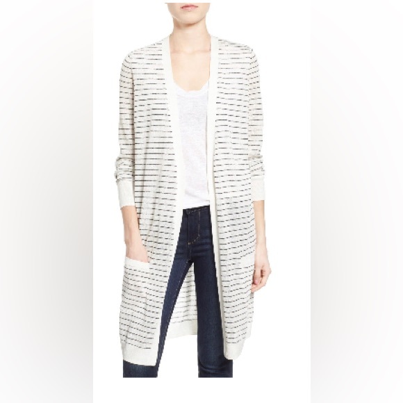 Halogen | Sweaters | Halogen Long Linen Blend Cardigan Black And White ...